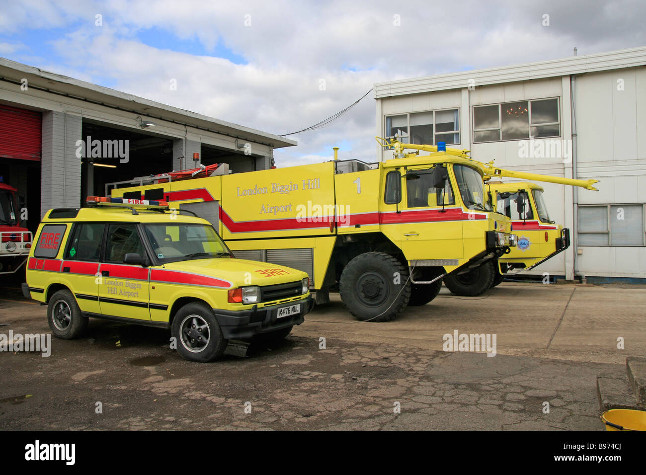 Airport fire vehicles parked outside a fire station Stock Photo - Alamy