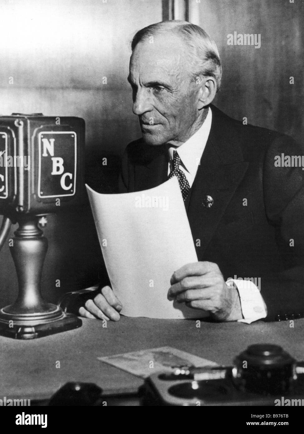 HENRY FORD US car engineer and manufacturer giving a radio talk in 1940 ...