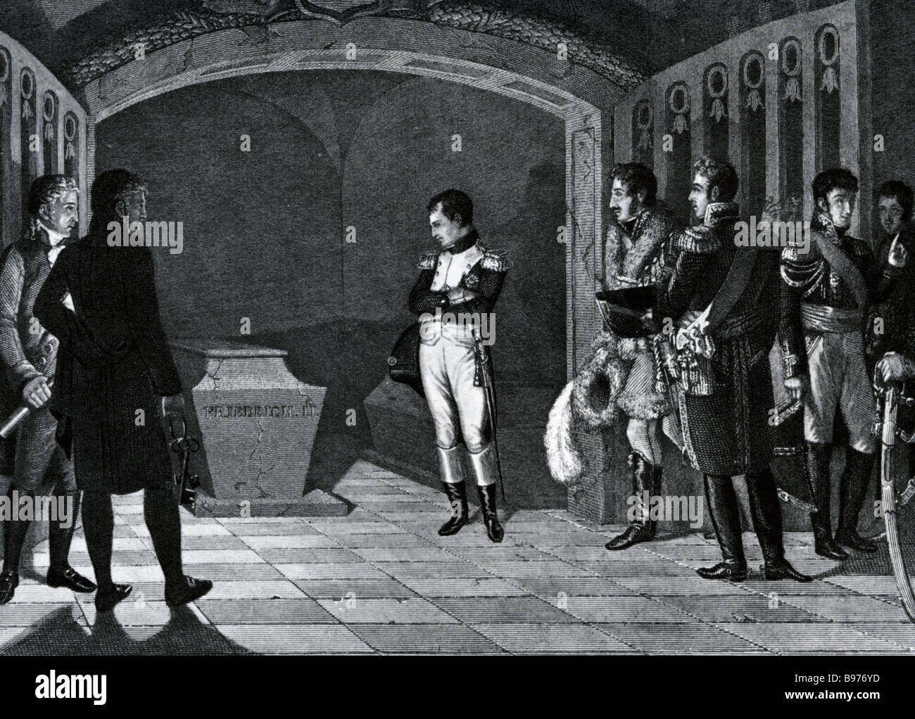 NAPOLEON BONAPARTE at the Tomb of Frederick the Great after the Battle of Jena in 1806 Stock ...