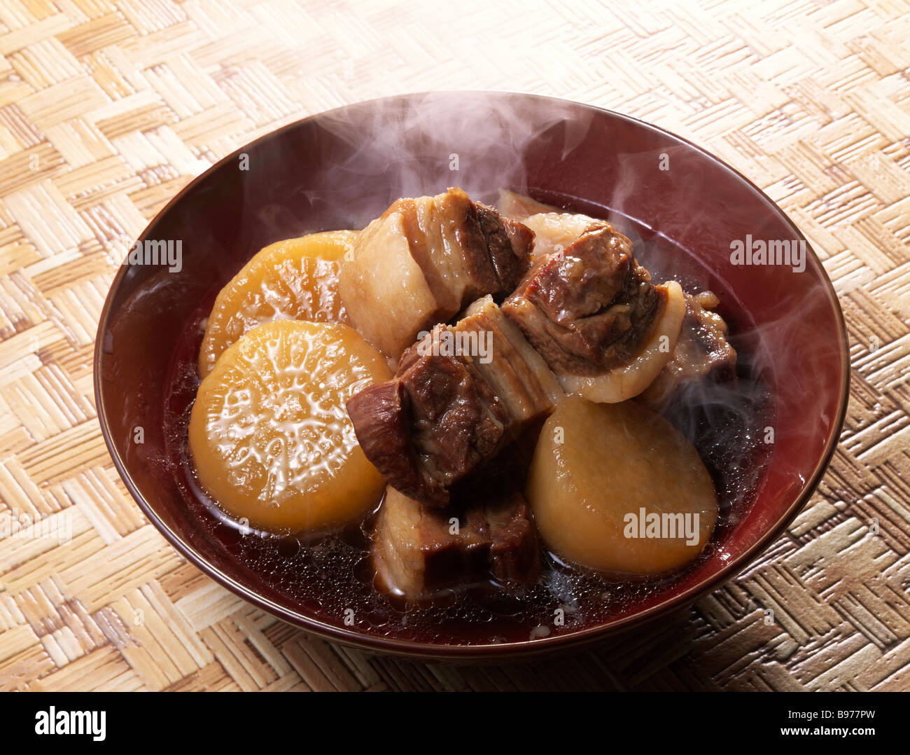 Boiled Japanese white radish and pork Stock Photo - Alamy