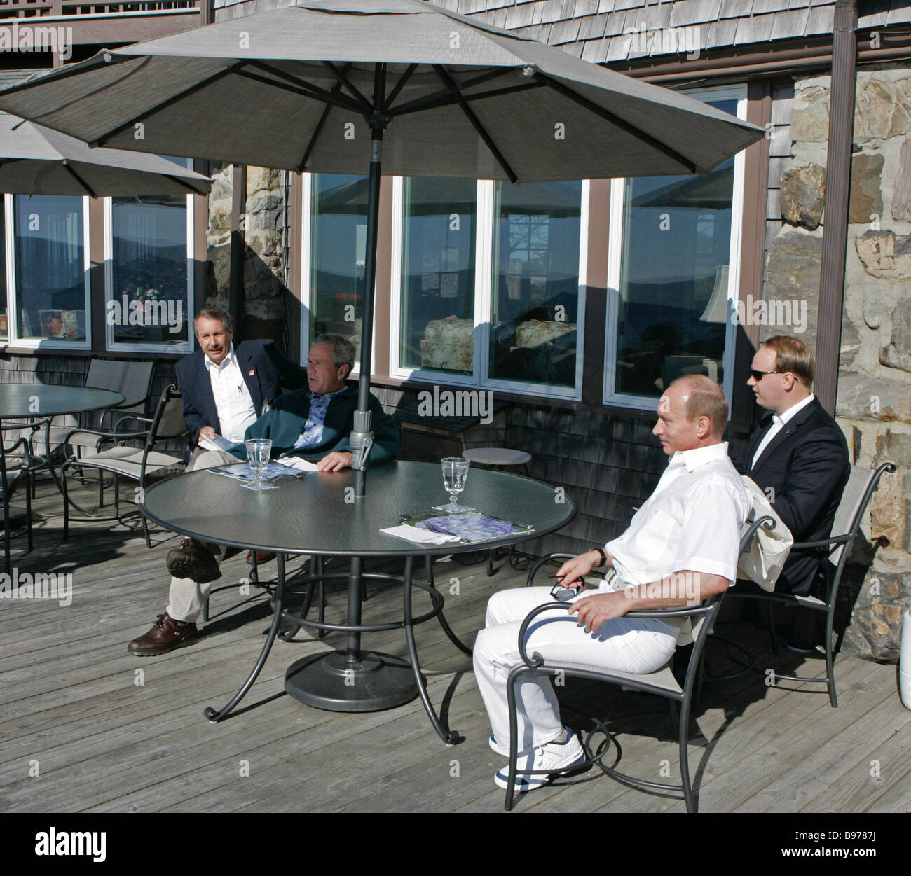 July 2 2007 U S President George W Bush second from left and Russian ...