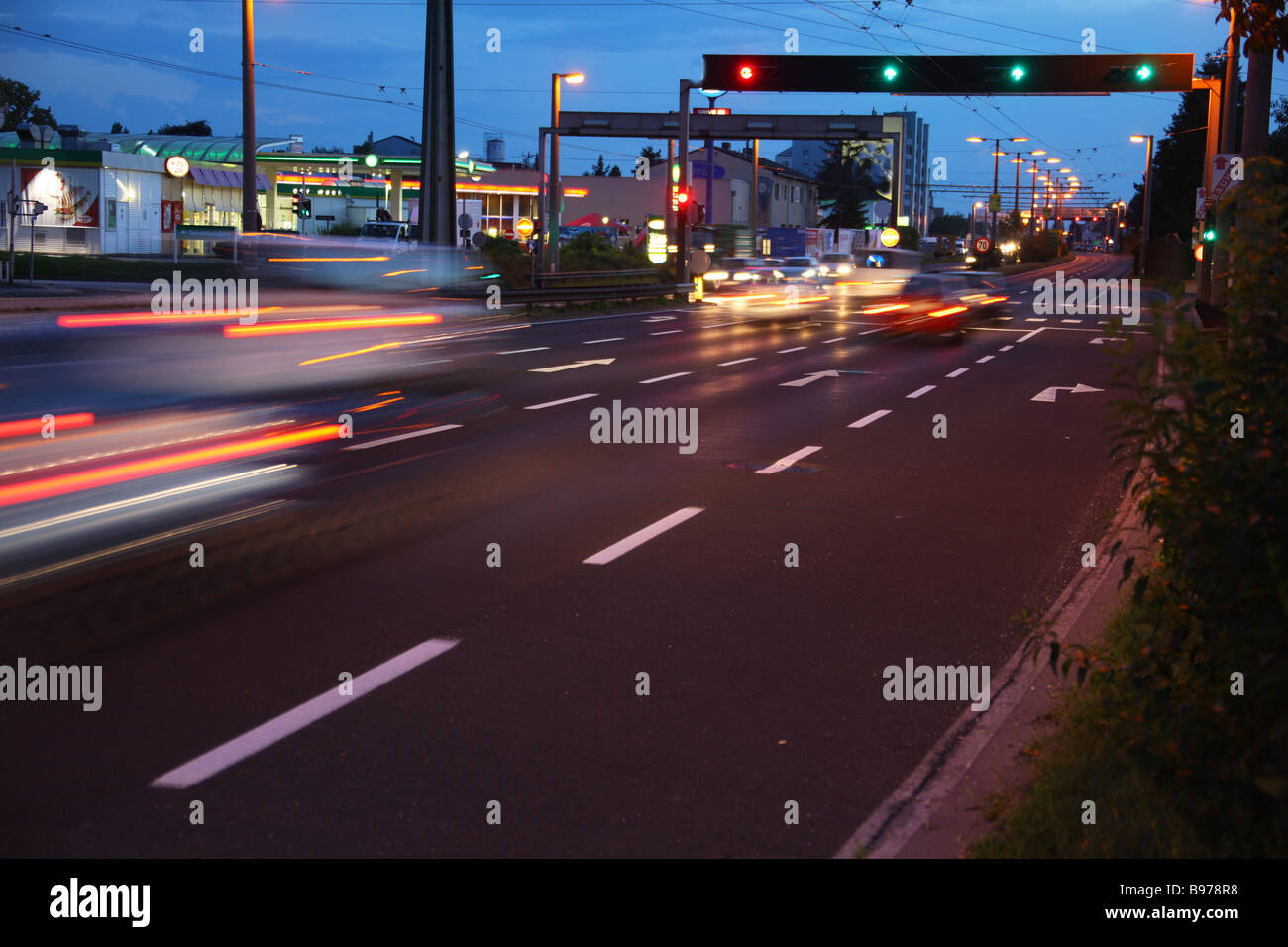 Night view of cars on a road Stock Photo - Alamy