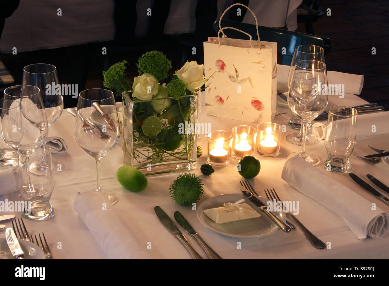 Beautifully decorated tables in a restaurant Stock Photo - Alamy
