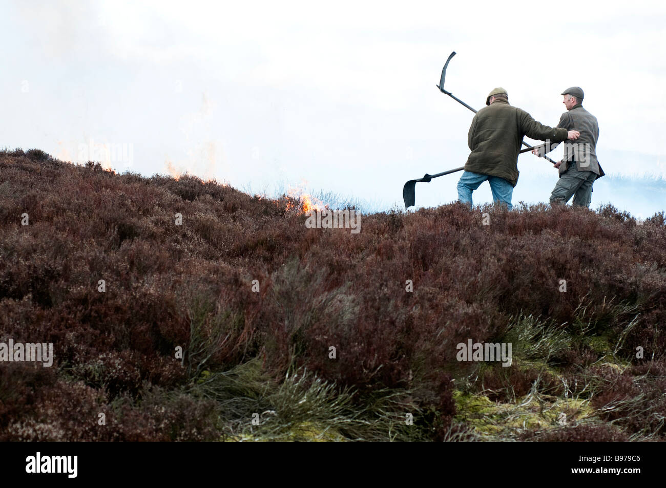 gamekeepers working to keep the fire under control at a controlled ...