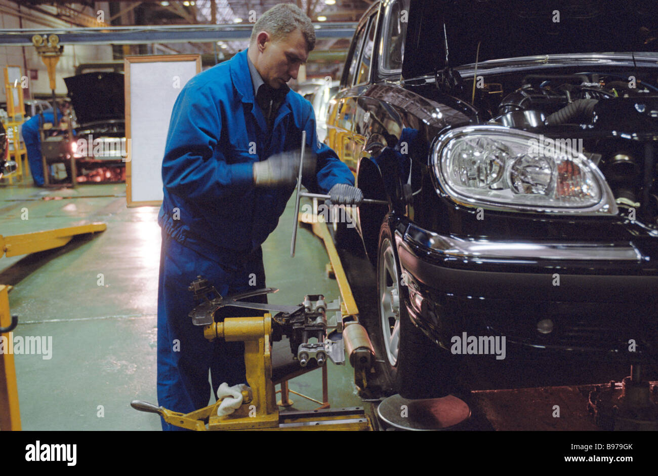Assembly line of Volga car assembly shop at OAO GAZ auto factory in ...