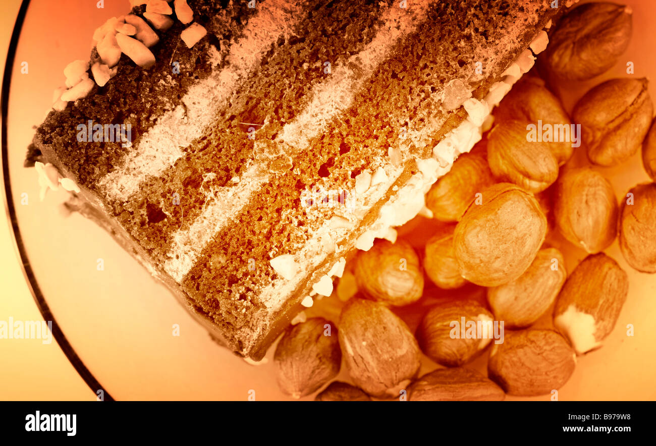 Almond cake with chocolate stuffing Stock Photo - Alamy