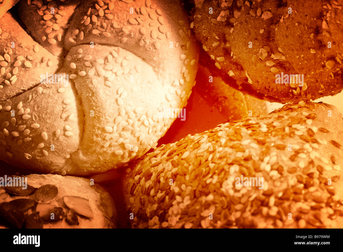 Assortment of baked bread with seeds Stock Photo - Alamy