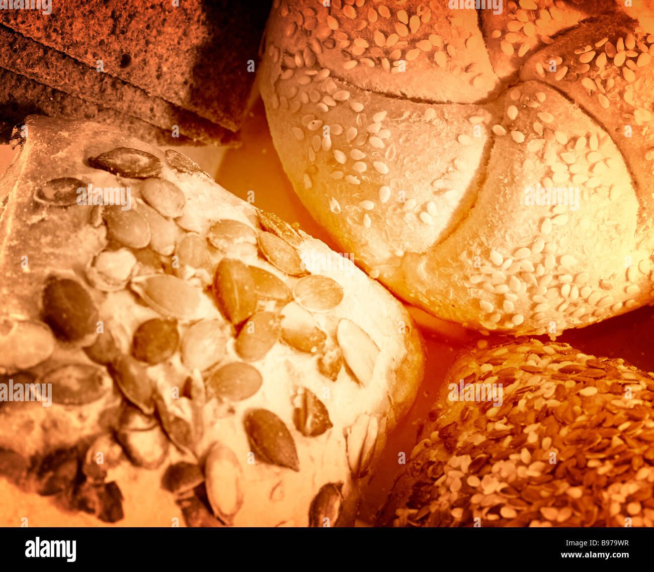 Assortment of baked bread with seeds Stock Photo - Alamy