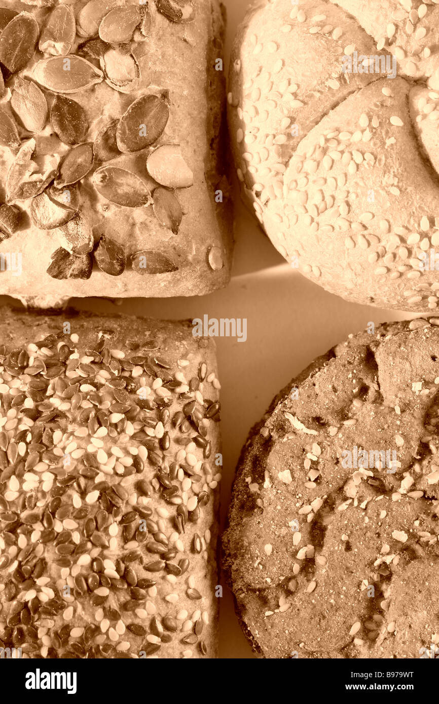 Assortment of baked bread with seeds Stock Photo - Alamy
