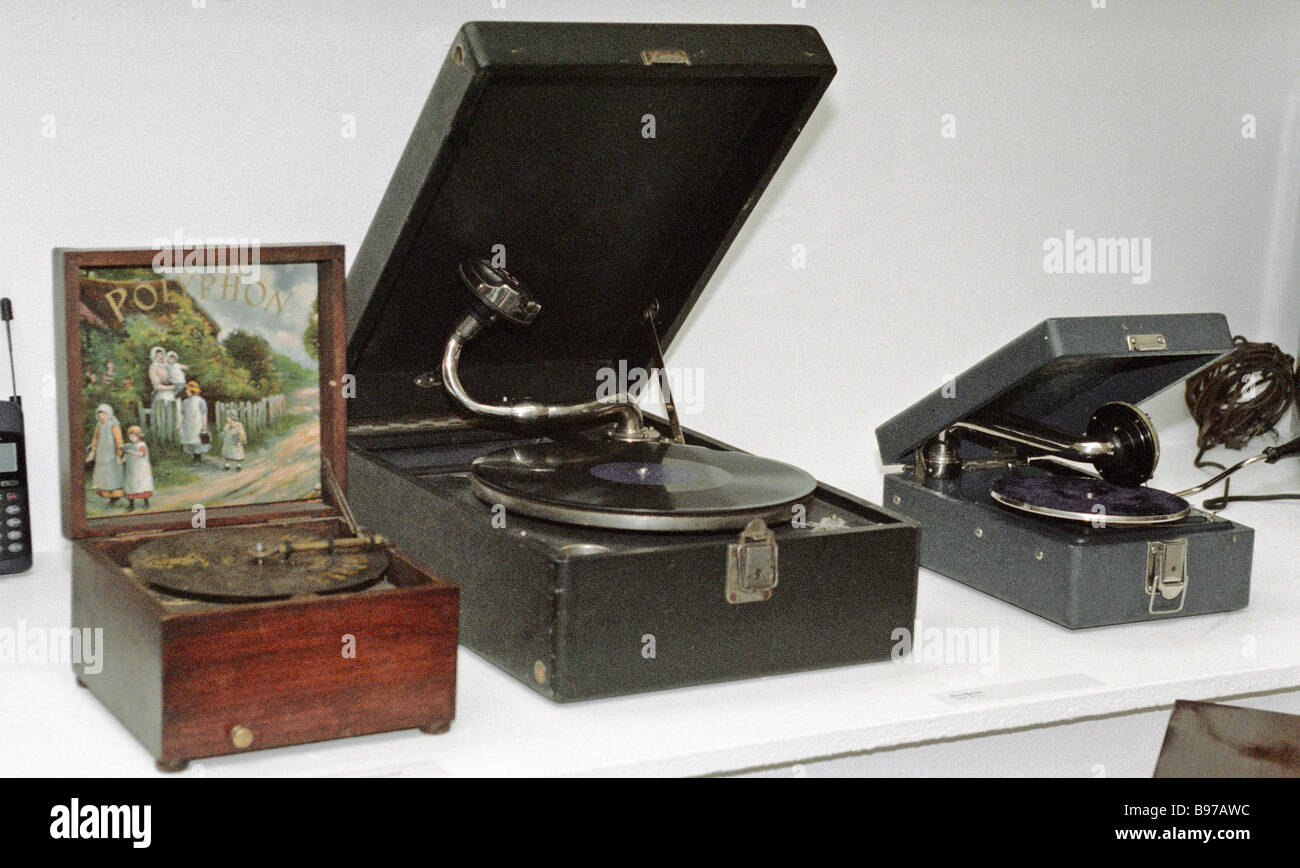Polyphone and gramophone displayed at the exhibition Farewell 20th ...