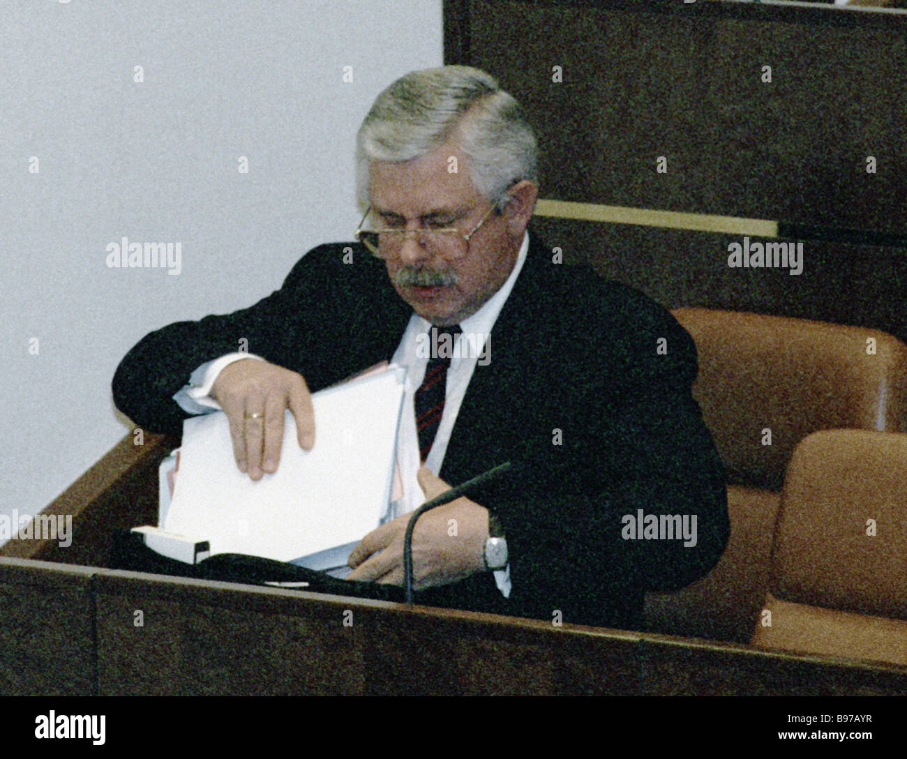 The Kursk Region Governor Alexander Rutskoi in the conference hall ...