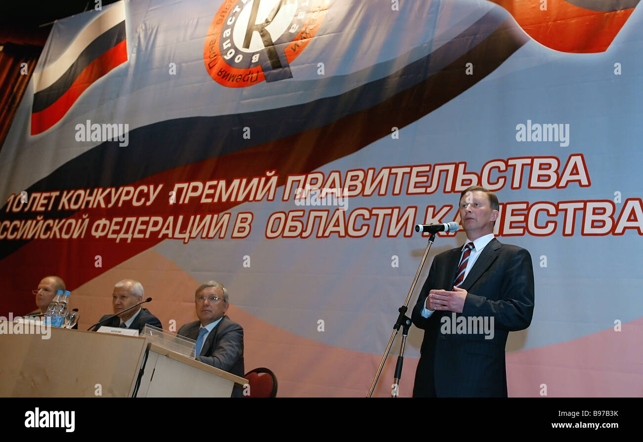 Russia s First Deputy Prime Minister Sergei Ivanov right attended a ...