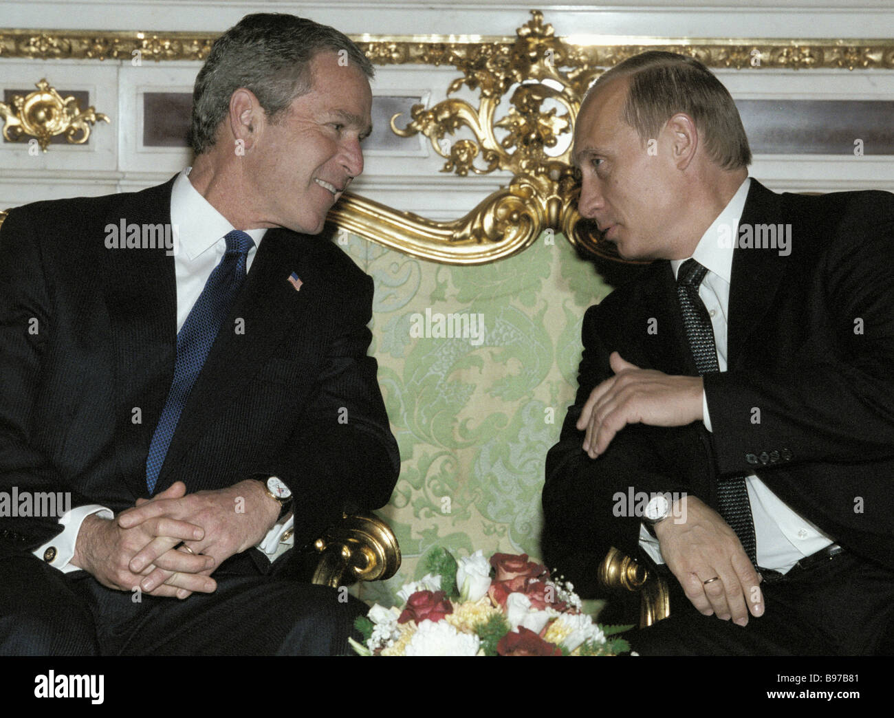 U S President George W Bush left and Russian President Vladimir Putin ...
