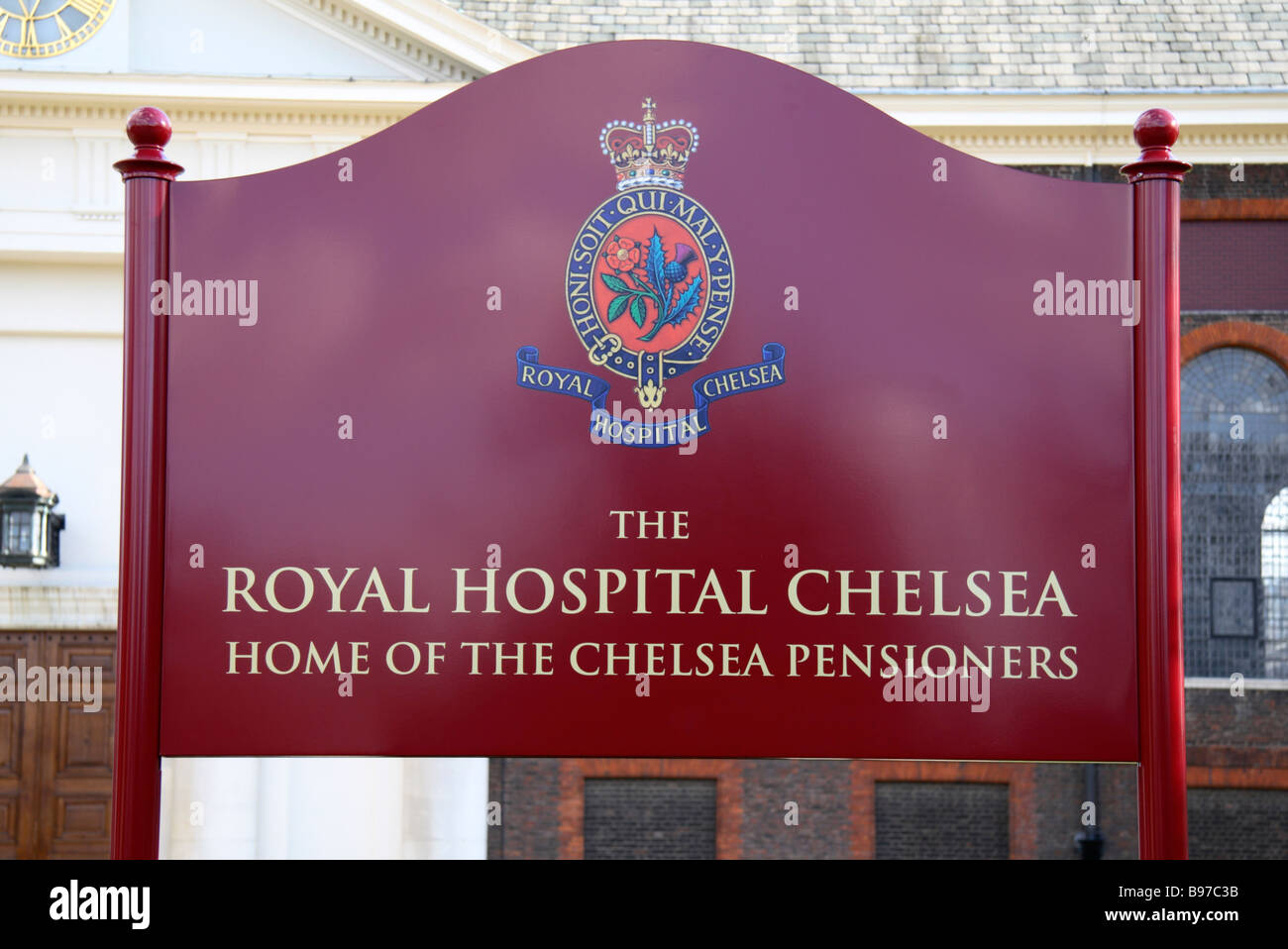 Sign close to the entrance to the Royal Hospital, Chelsea, London Stock ...