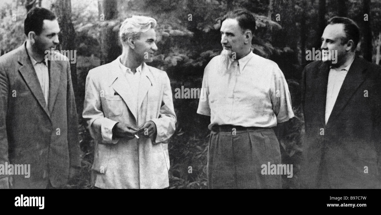 Members of the USSR Academy of Sciences from left Sergey Korolyov Igor ...
