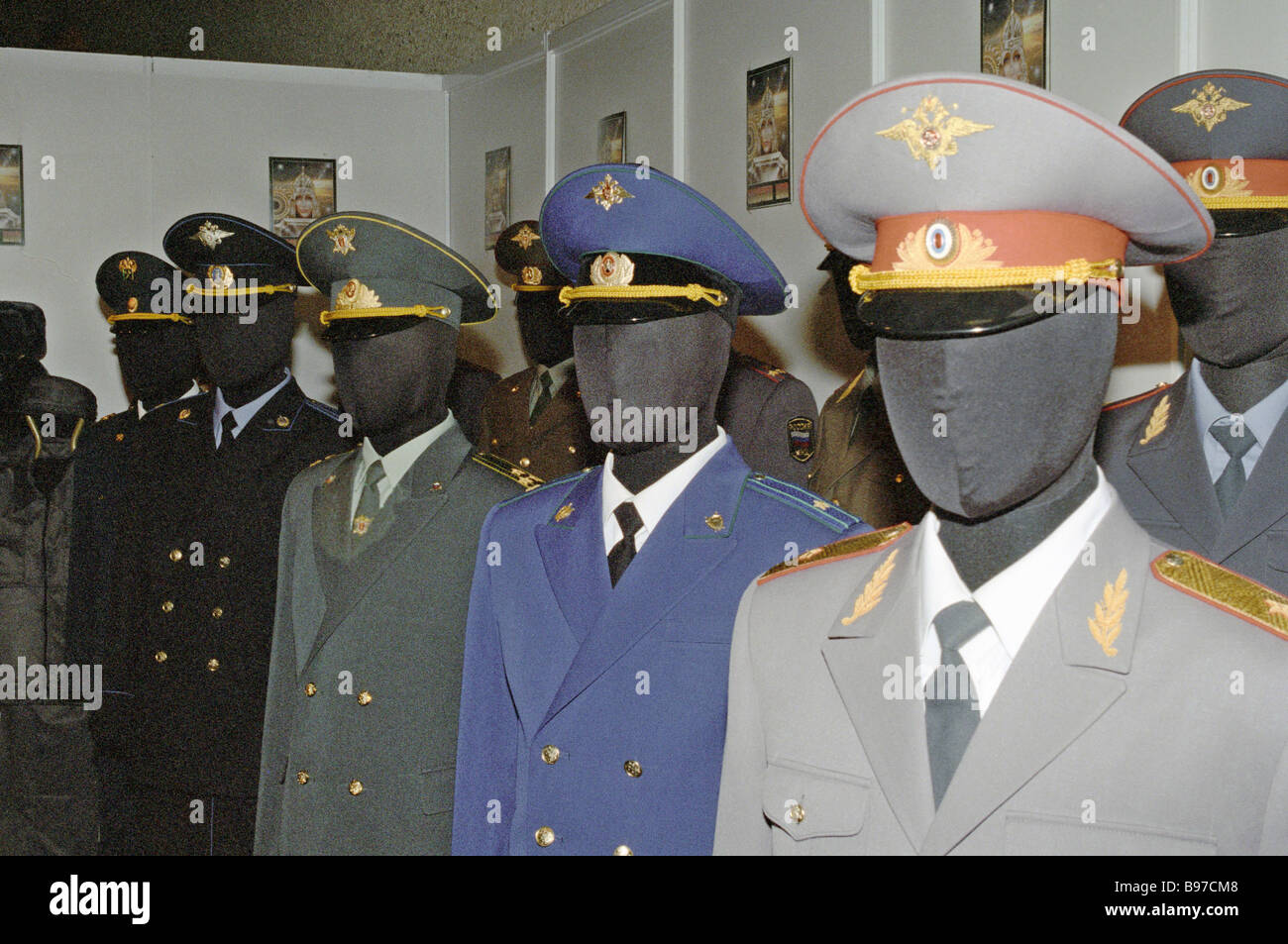Police and militia uniform shown at the police equipment and civil ...