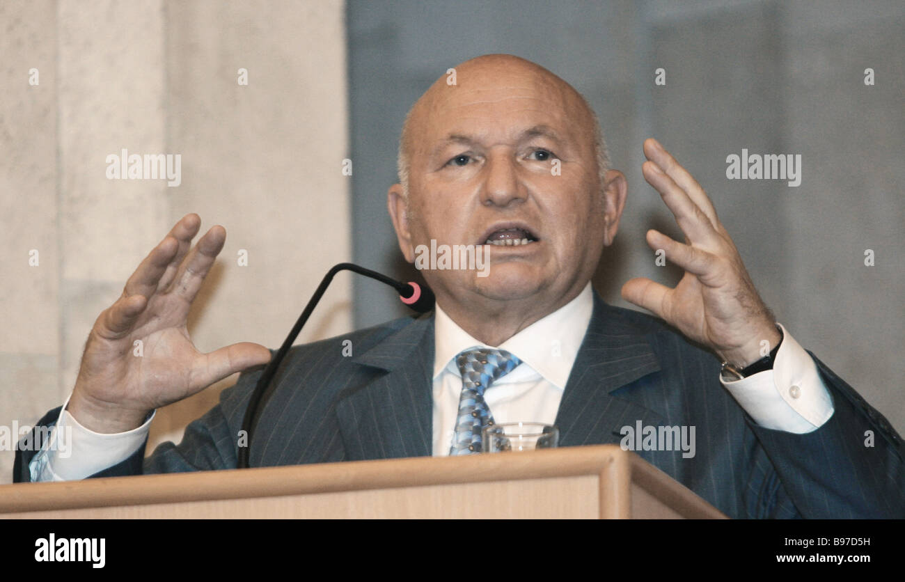 Moscow Mayor Yury Luzhkov attending the 10th electoral conference of ...
