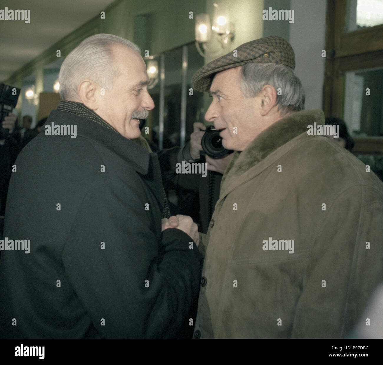 Film director Nikita Mikhalkov left and actor Valentin Gaft Stock Photo ...