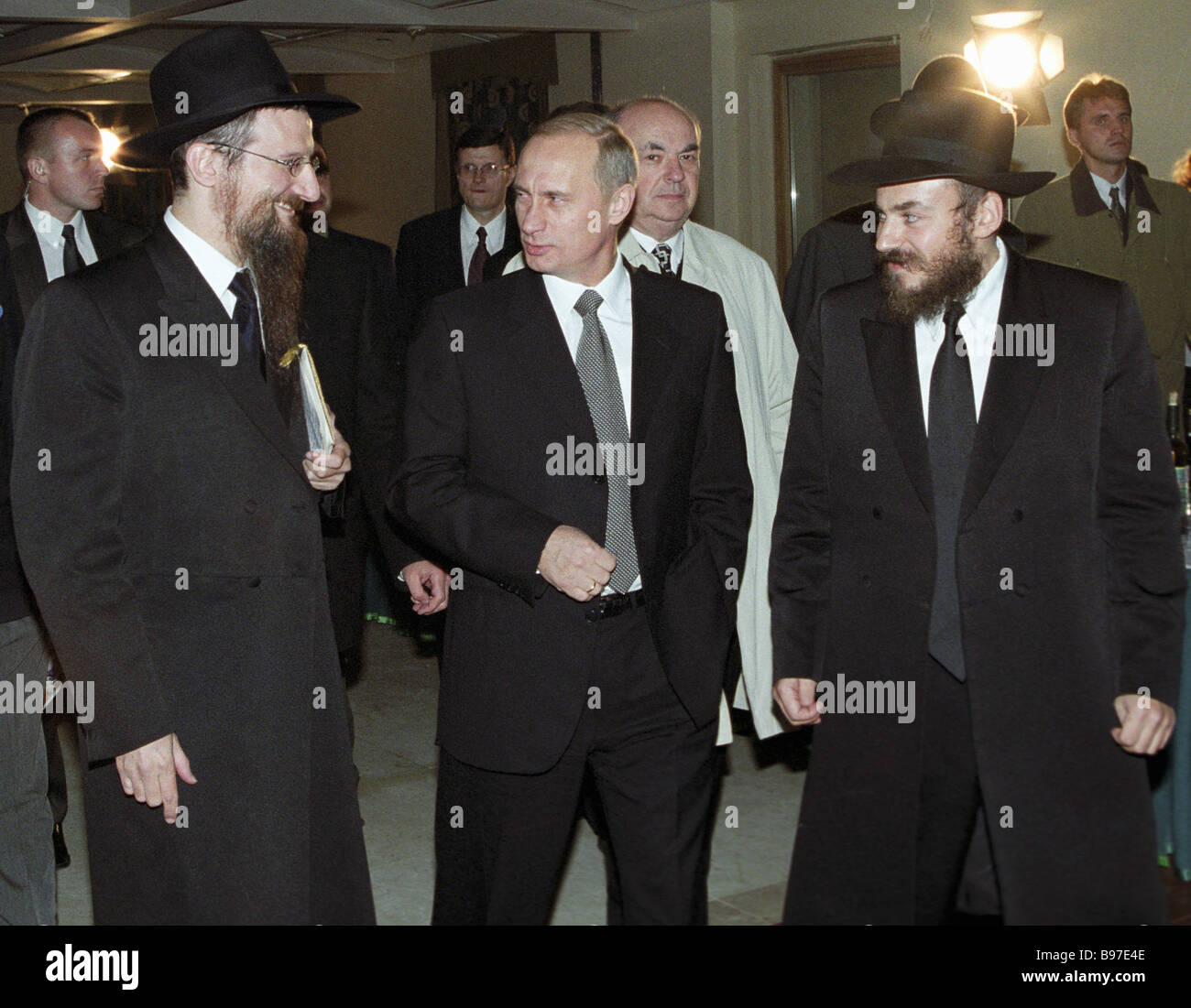 Russian President Vladimir Putin center and Berl Lazar Chief Rabbi of ...