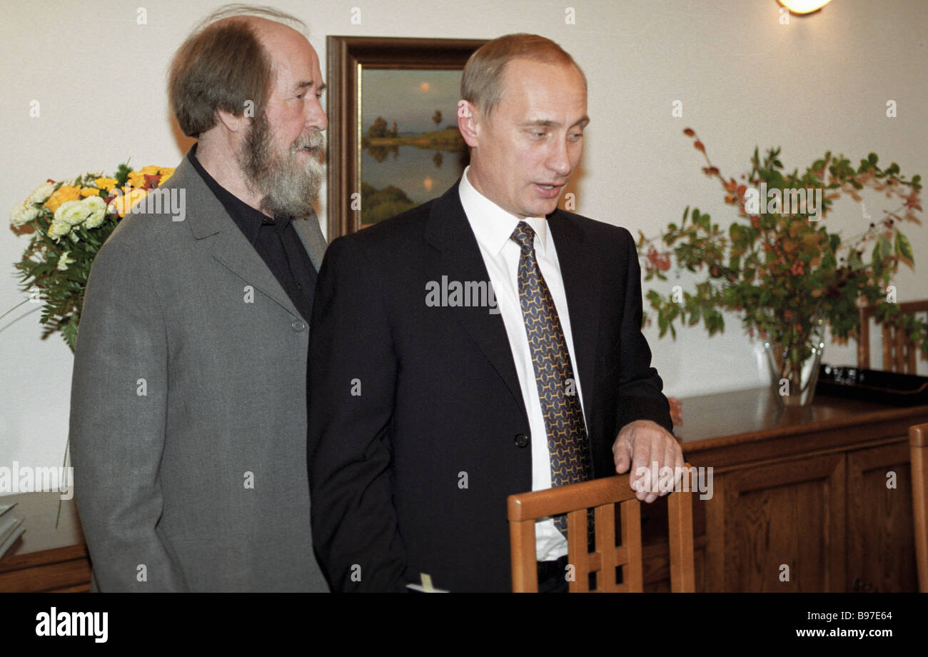 Russian President Vladimir Putin right and Alexander Solzhenitsyn in ...