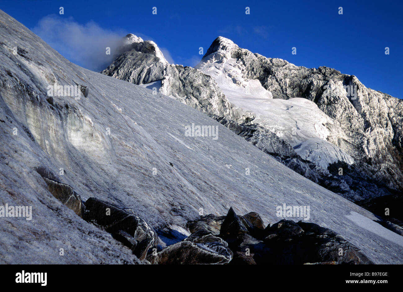 Margherita and Alexandra Peak, Mt. Stanley, Ruwenzori Mountains Stock ...