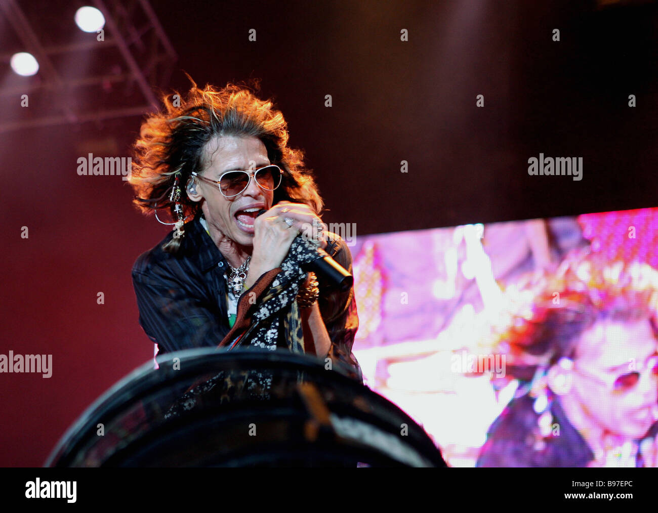 Steven Tyler leader and soloist of Aerosmith music group performs at ...