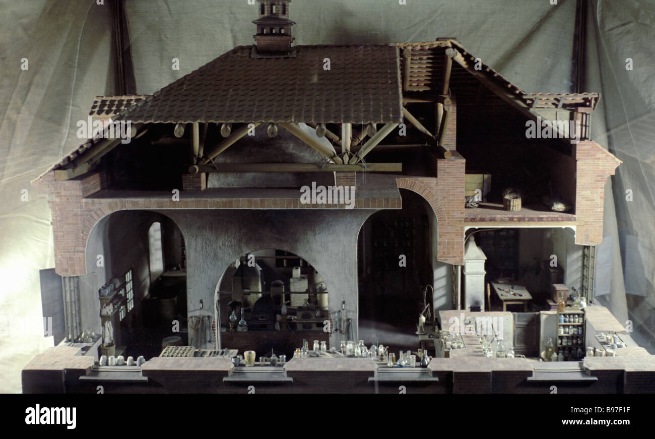 Chemistry laboratory model at Moscow Polytechnic museum Stock Photo - Alamy