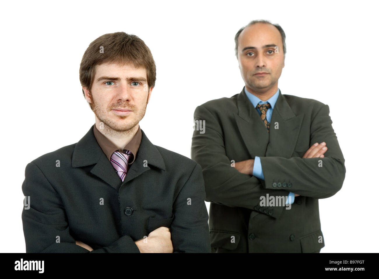 two business men portrait isolated on white Stock Photo - Alamy