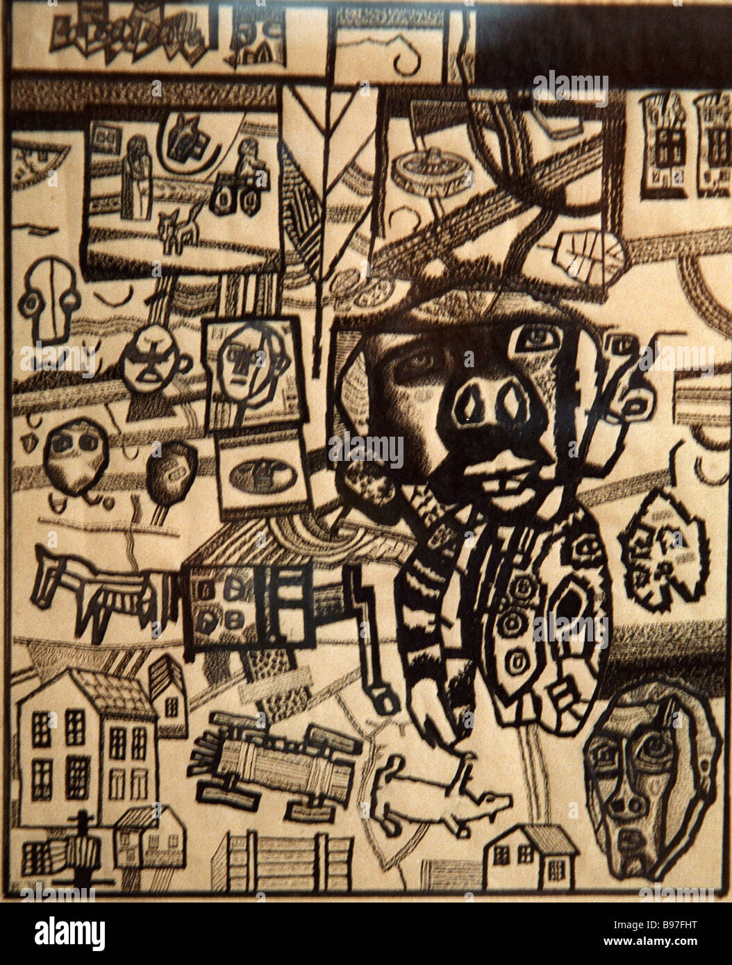 Pavel Filonov A Head against an Urban Background Stock Photo - Alamy