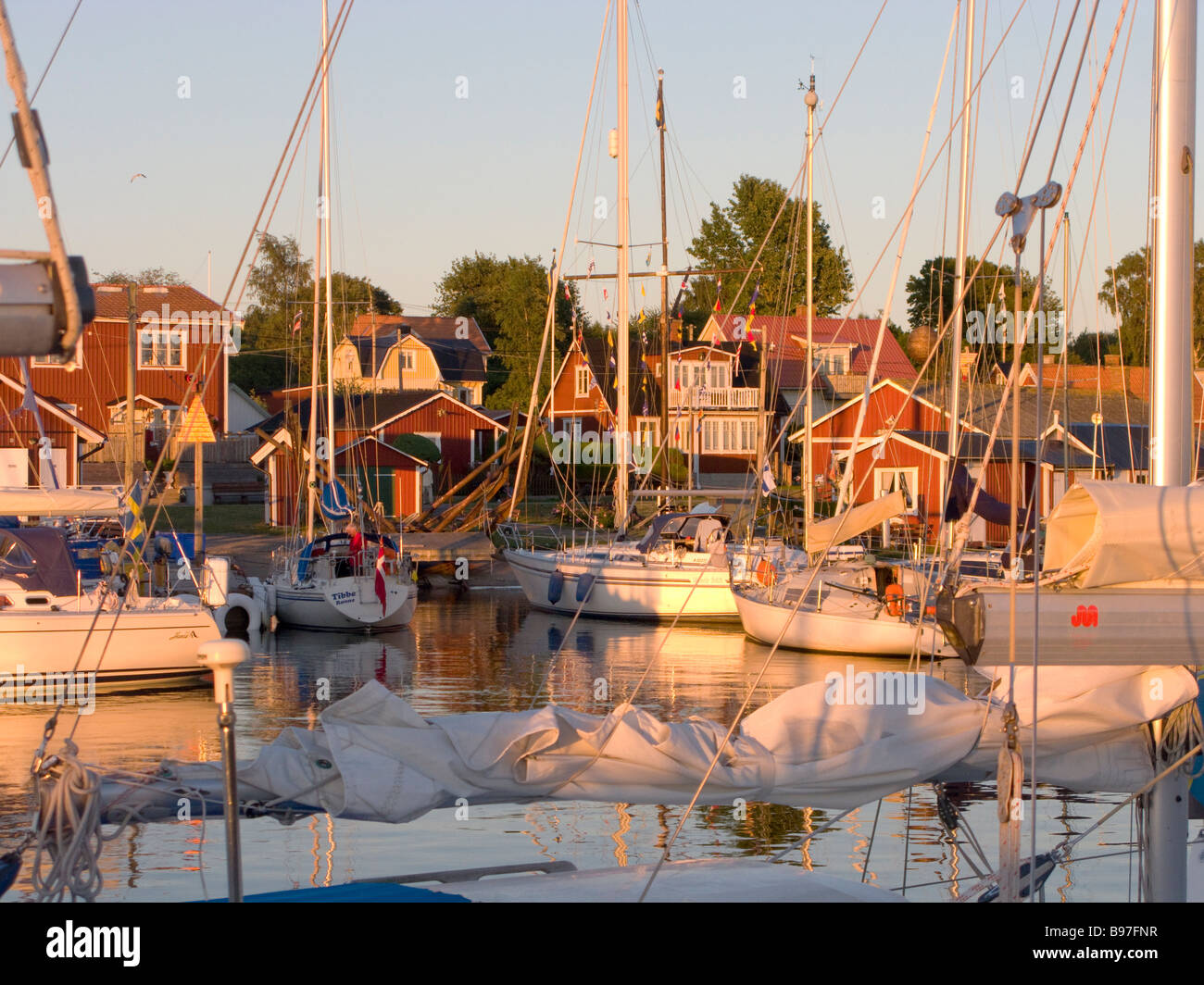 Boat harbor in Hano, Sweden Stock Photo - Alamy