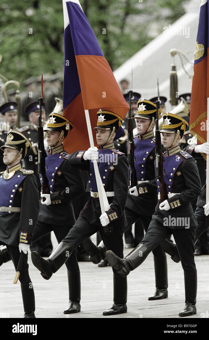 The Kremlin Regiment marching on Sobornaya Square Cathedral Square on ...