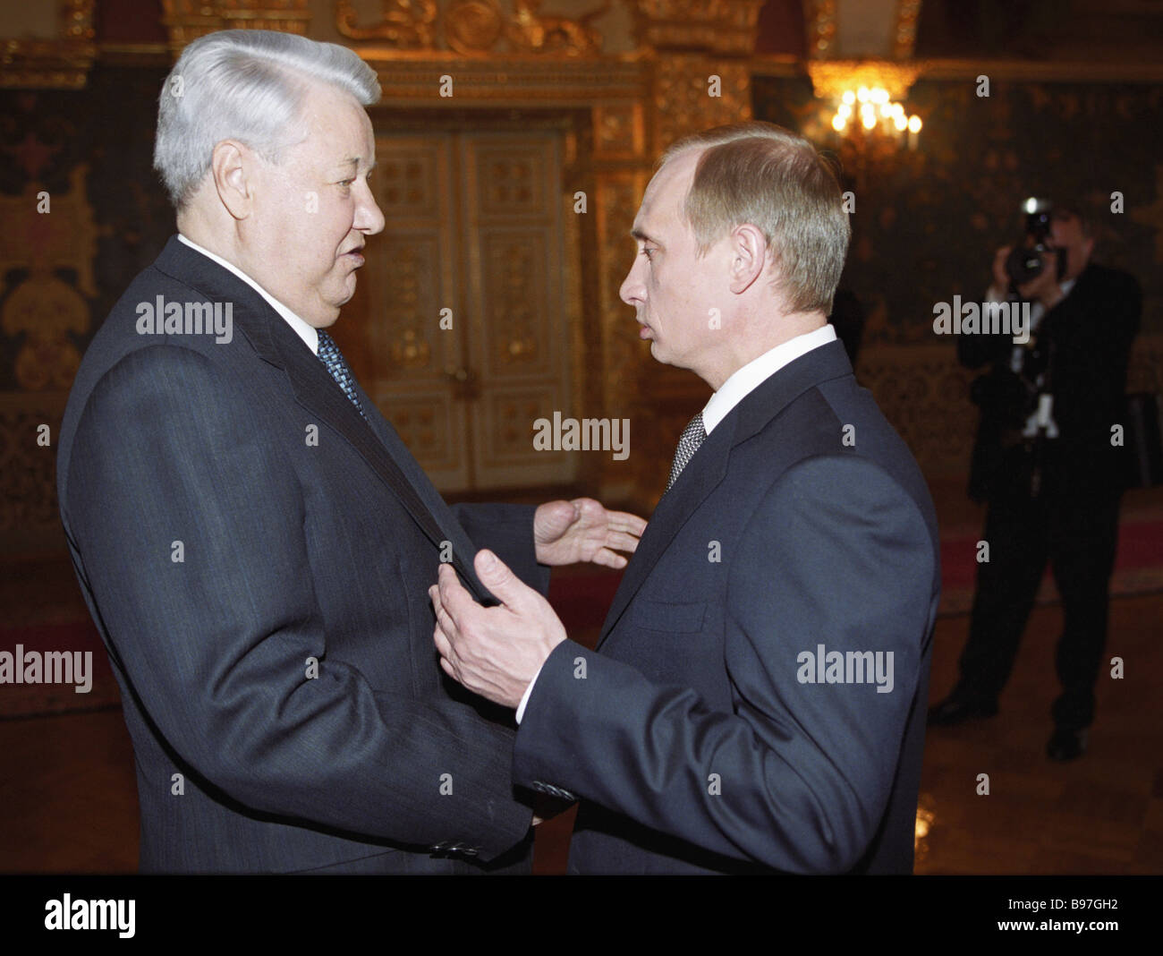 Russian President Vladimir Putin right and first Russian President ...
