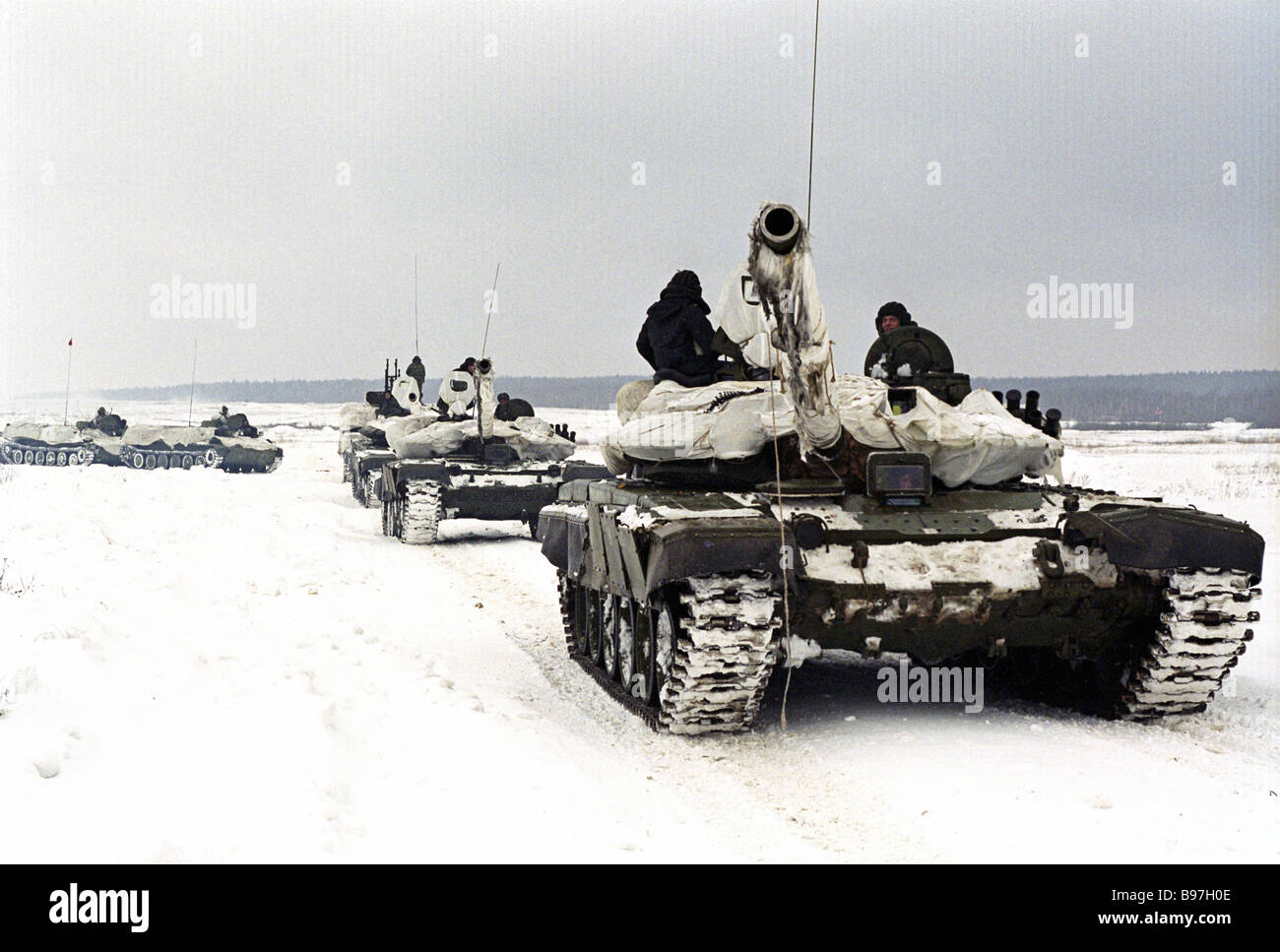 A T 72 armored fighting vehicle of the Siberian military district ...