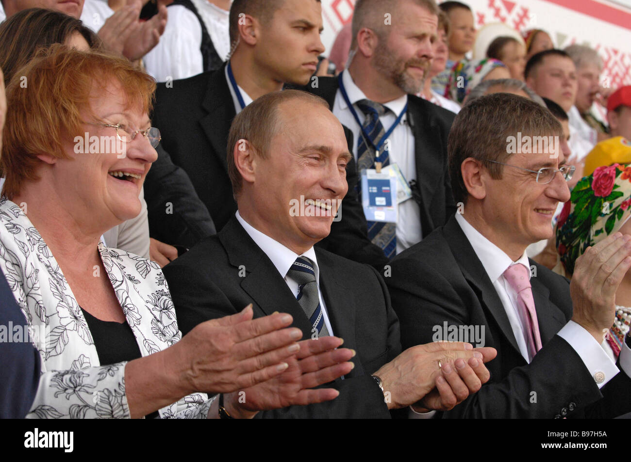 From left to right Finnish President Tarja Halonen Russian President ...