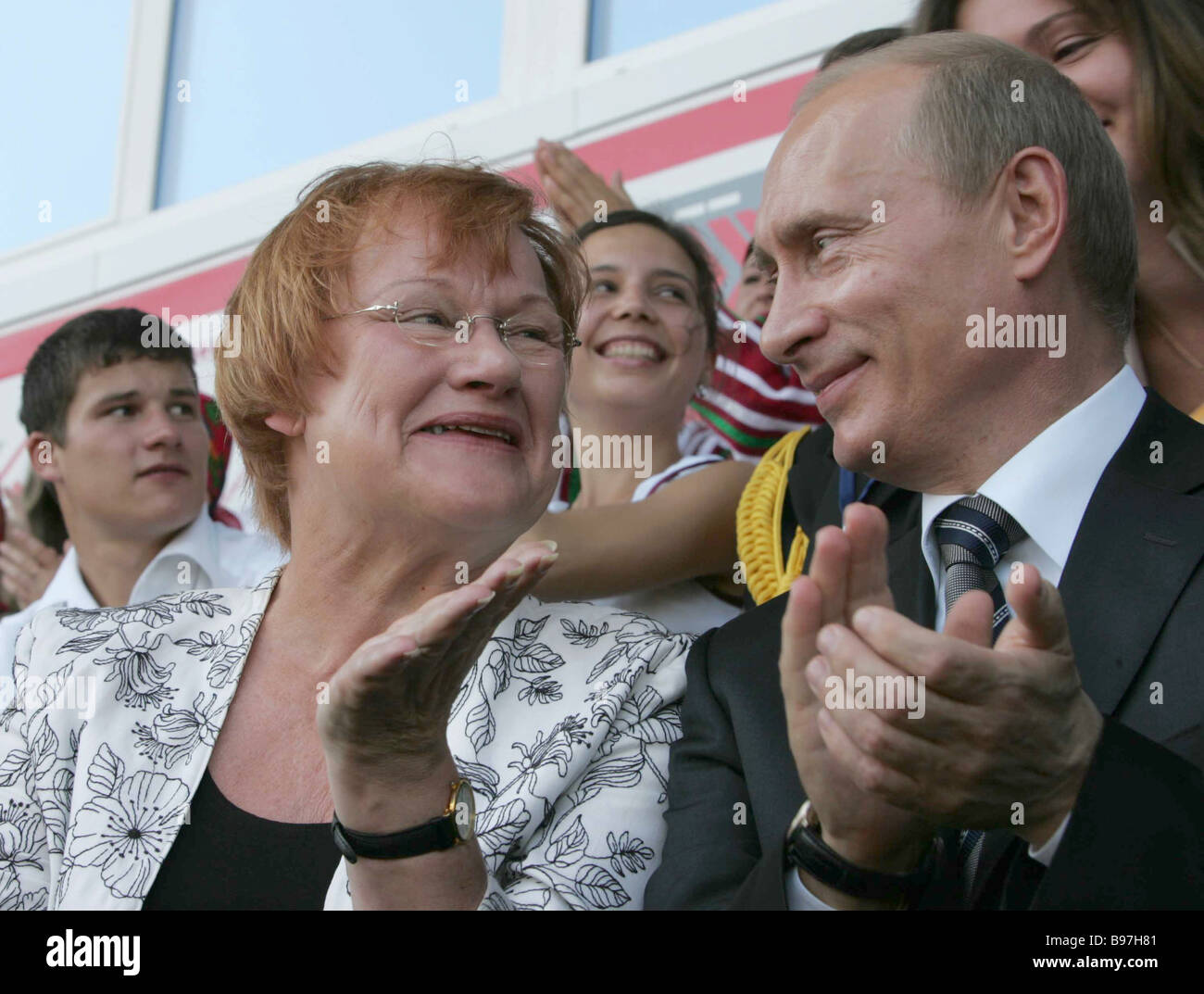Finnish President Tarja Halonen and Russian President Vladimir Putin at ...