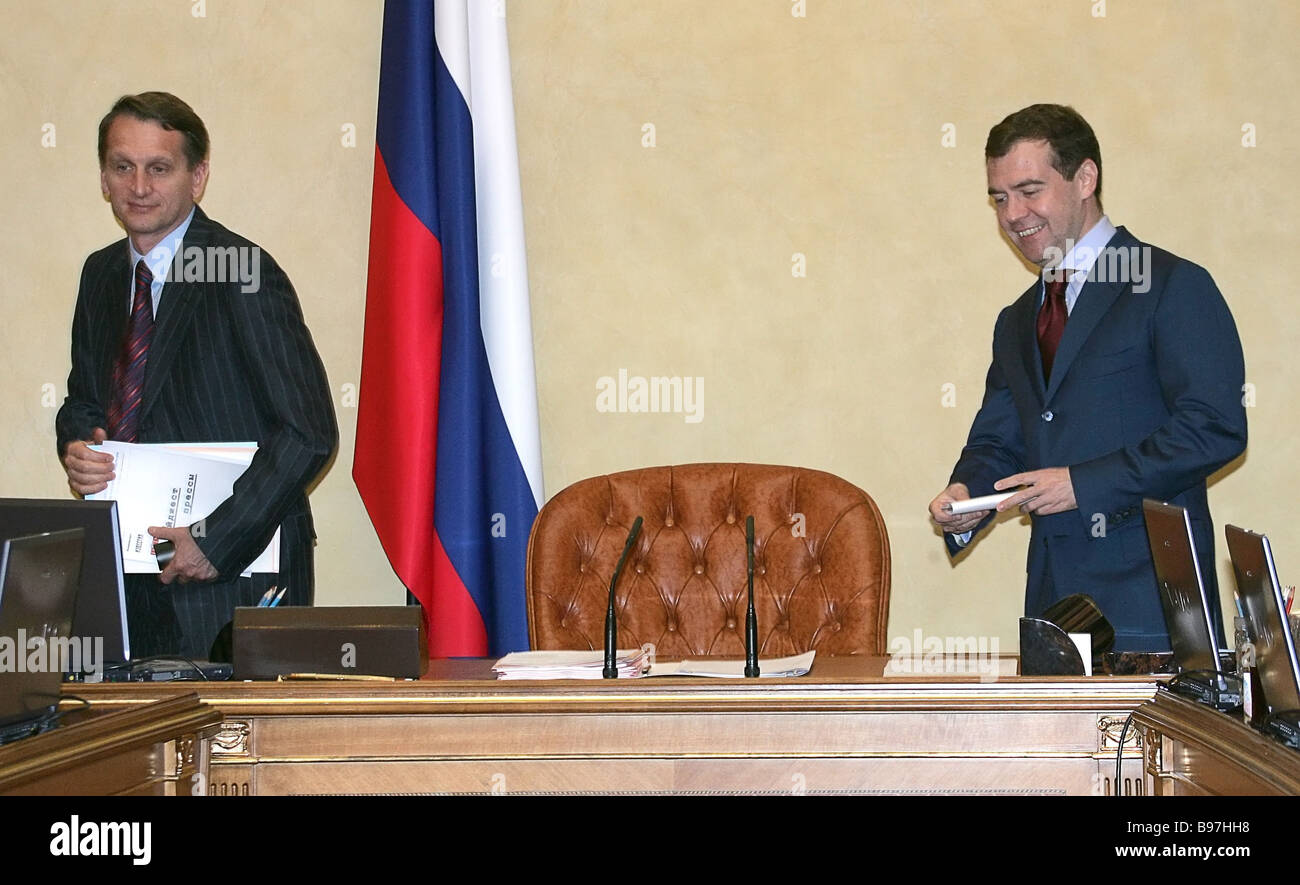 From left to right Deputy Prime Minister Sergei Naryshkin and First ...
