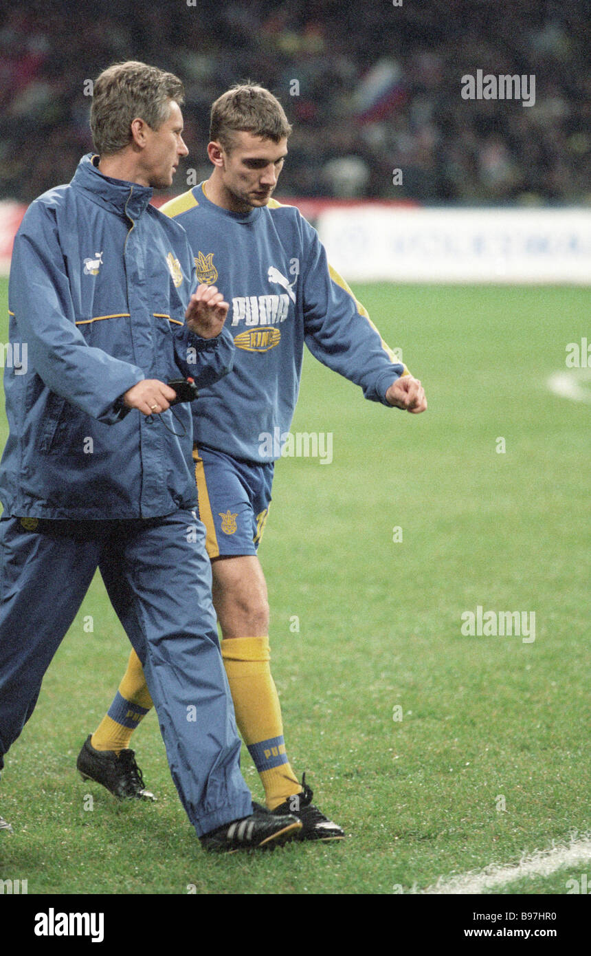 Ukrainian national football team player Andrei Shevchenko right with ...