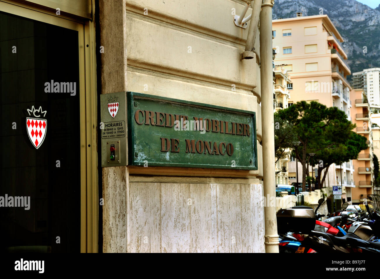 Monaco, Monte Carlo, Exterior View of "Credit Mobilier de Monaco" Bank ...