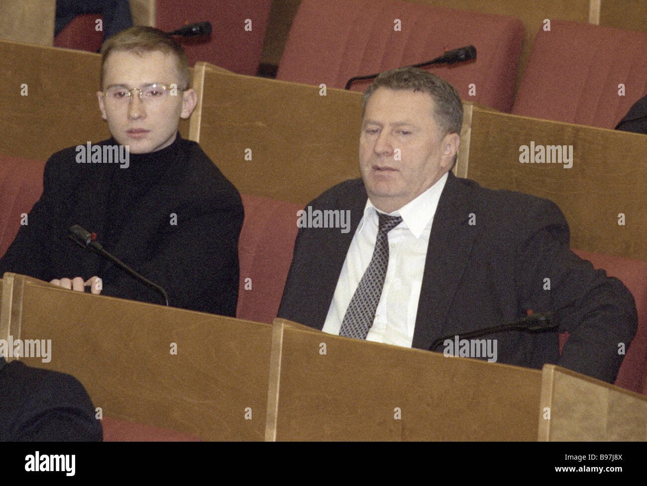 Vladimir Zhirinovsky State Duma Deputy Speaker right and Igor Lebedev ...