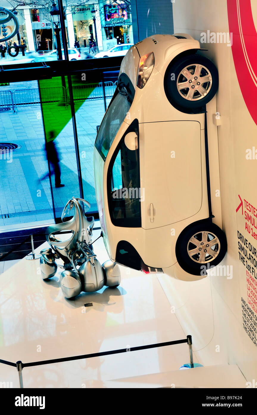Paris France, Toyota "I.Q" Car on Display in Window, on Wall in "New ...