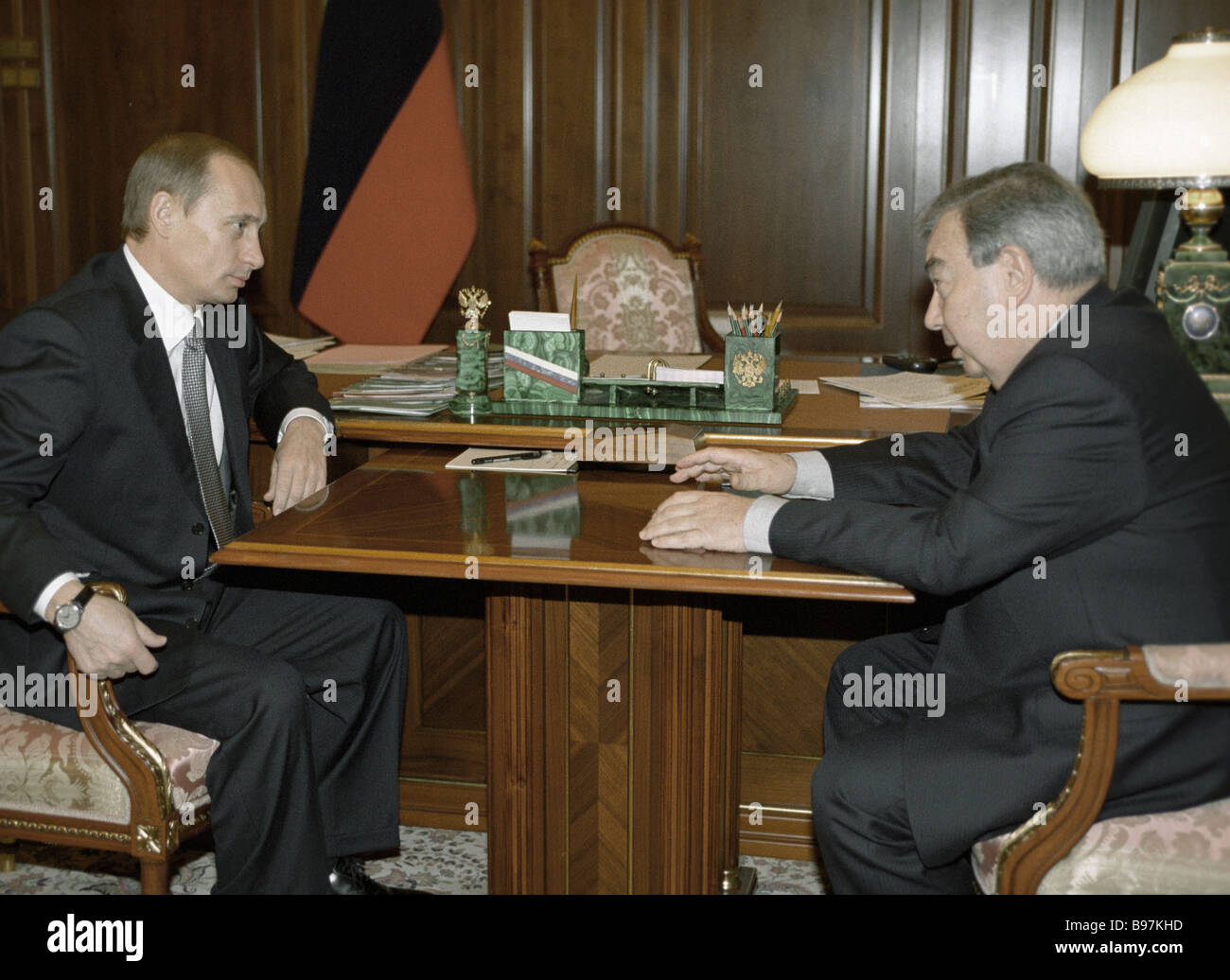 Russia s President Vladimir Putin left in conference with Yevgeni ...