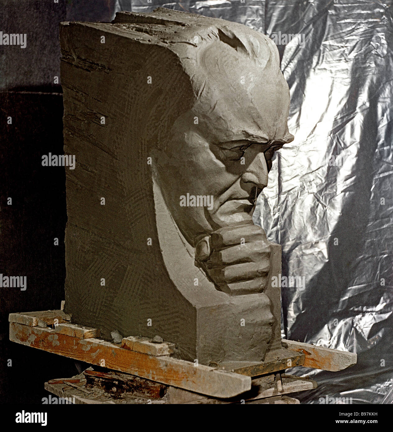 Academician Sergei Korolev by sculptor Grigory Postnikov Stock Photo ...