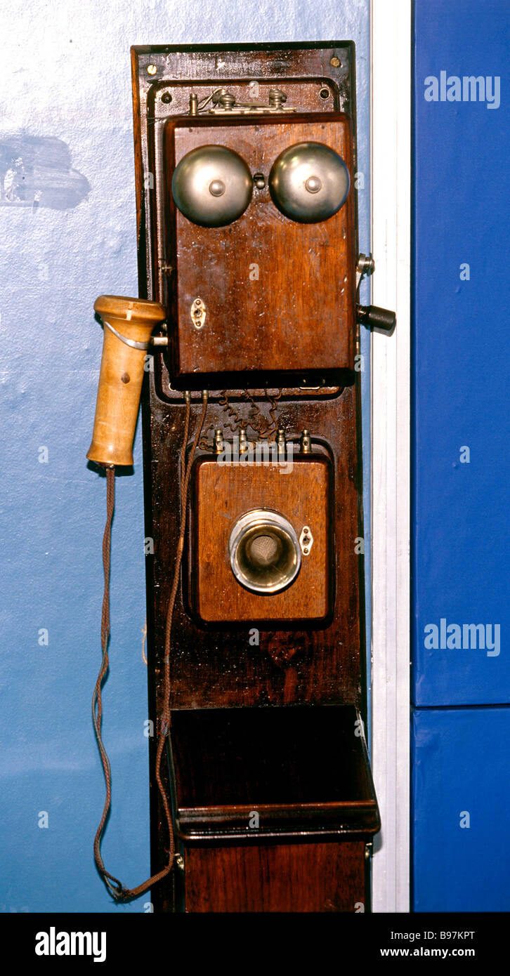 Moscow Telephone Network s Museum 1890 Bell Black telephone Stock Photo ...