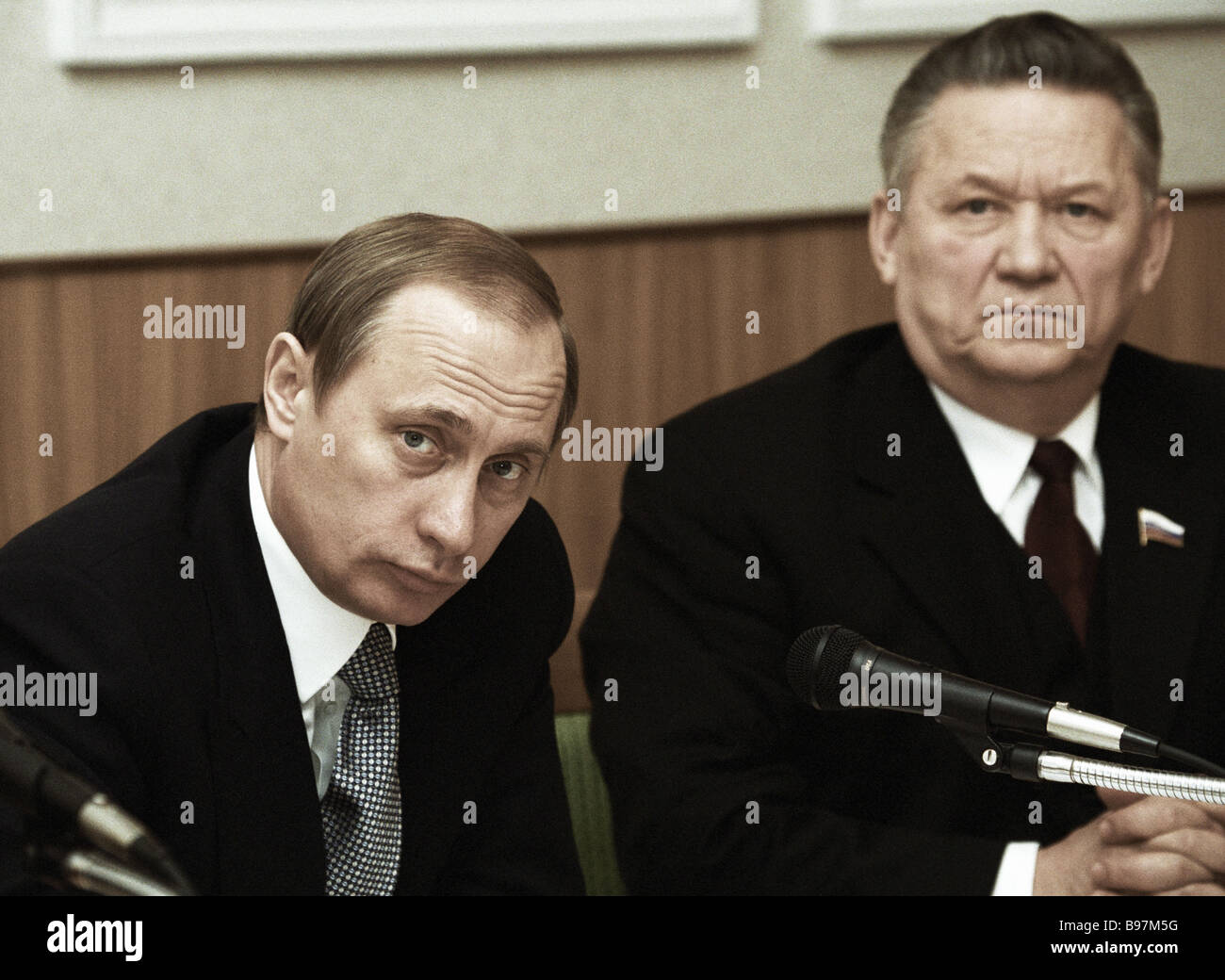 Acting Russian President Vladimir Putin left and Voronezh Governor Ivan ...