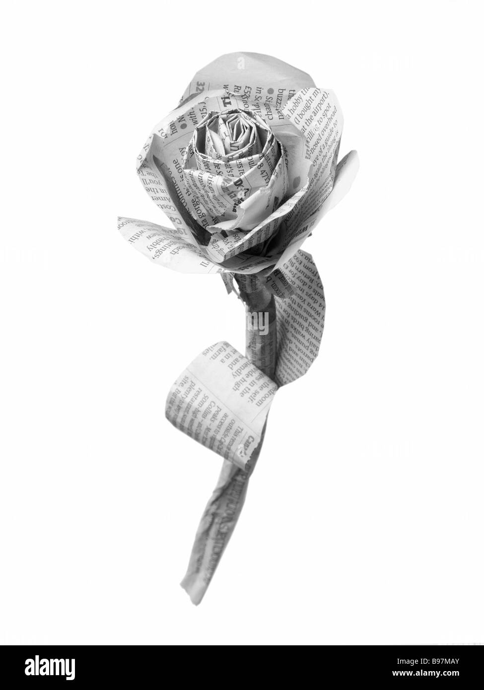 Paper rose made from newspaper Stock Photo - Alamy