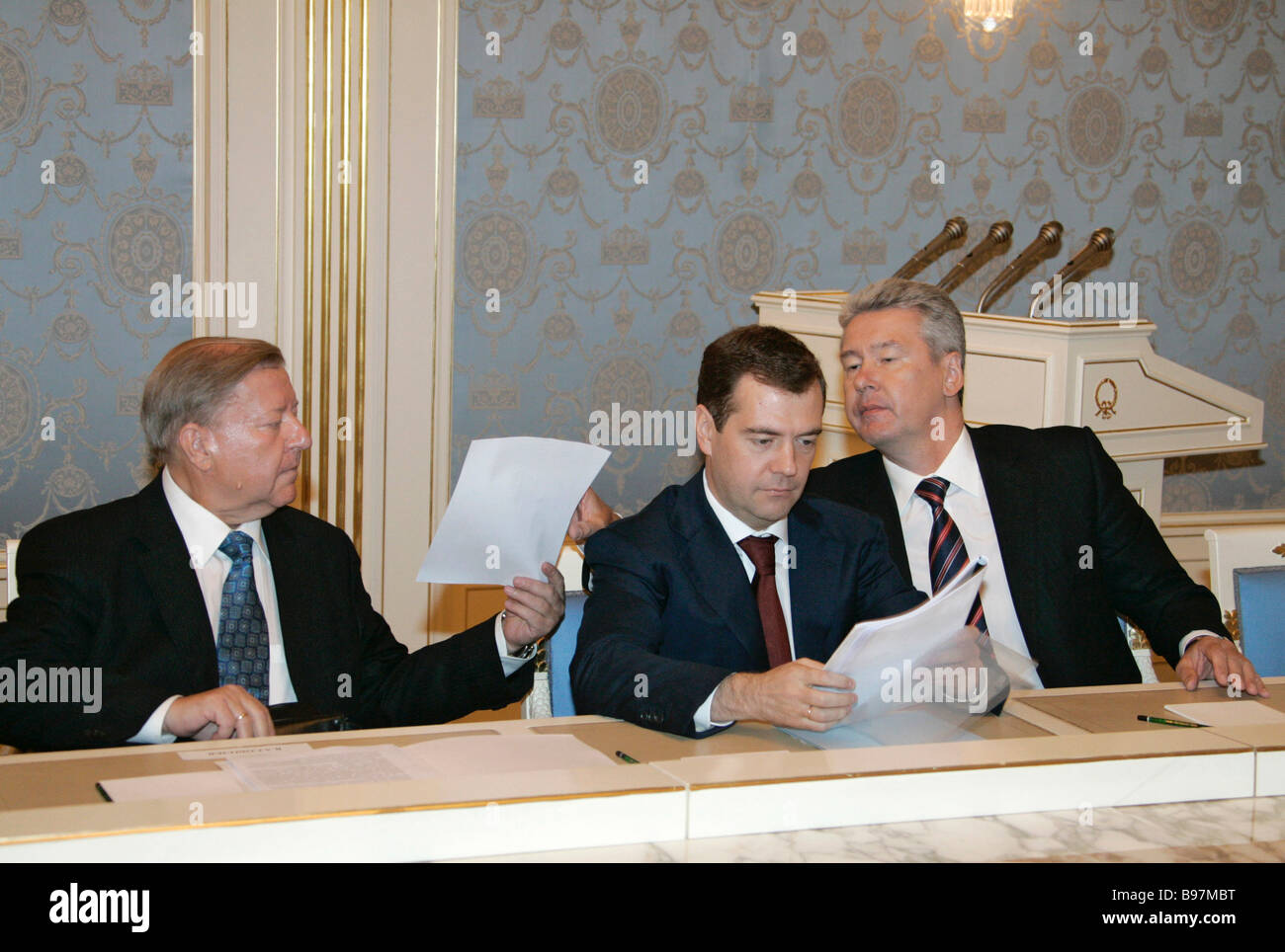 July 25 2007 From left Acting Secretary of the Russian Security Council Valentin Sobolev First ...
