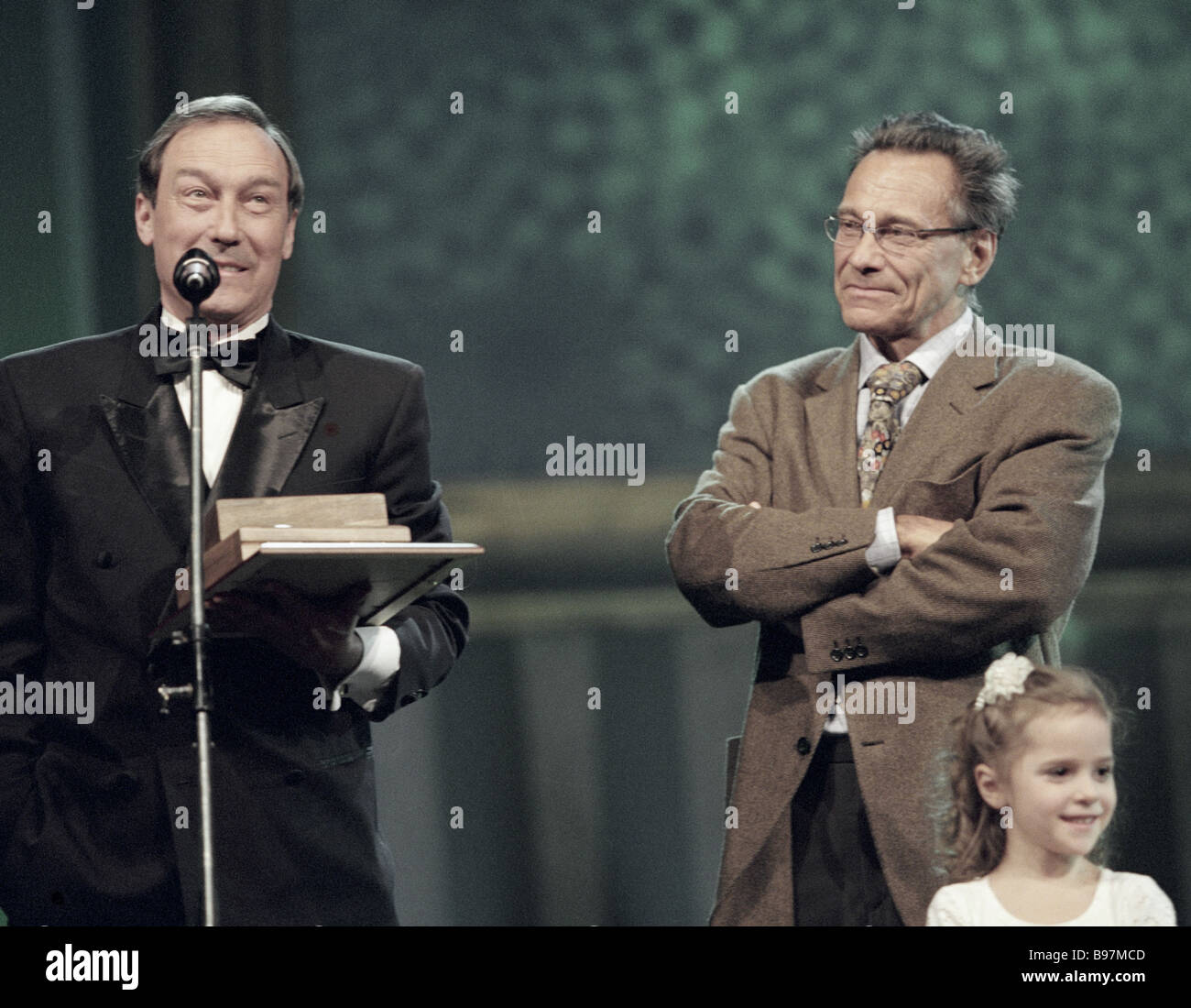 Actor Oleg Yankovsky left and film maker Andrey Konchalovsky right ...