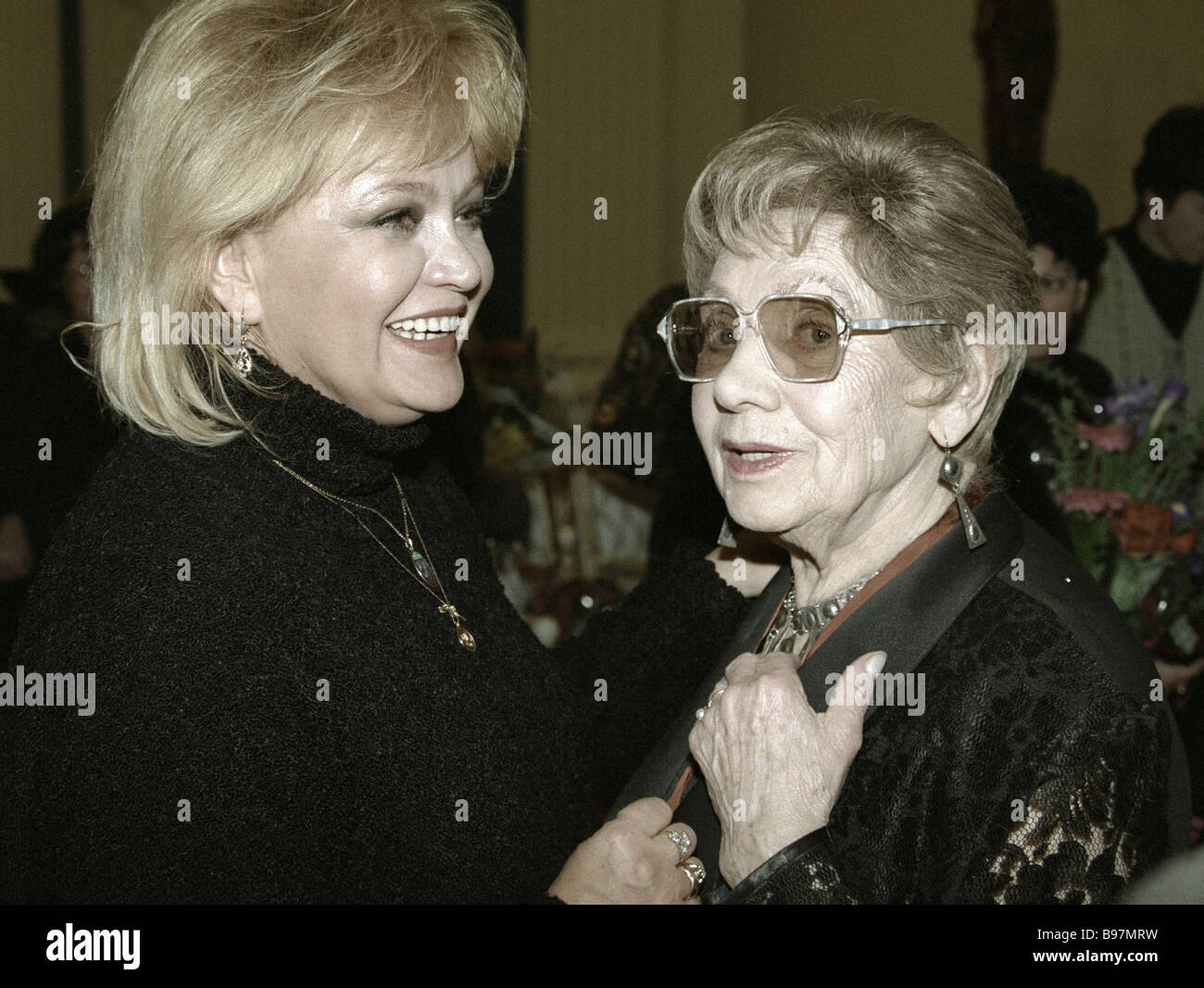 Actresses Irina Shevchuk left and Lidia Smirnova right before receiving ...