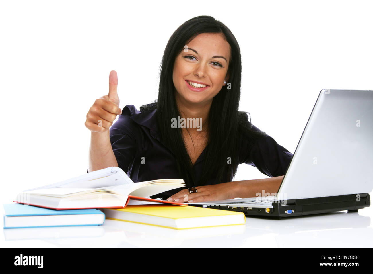 Young Woman with Computer Stock Photo - Alamy