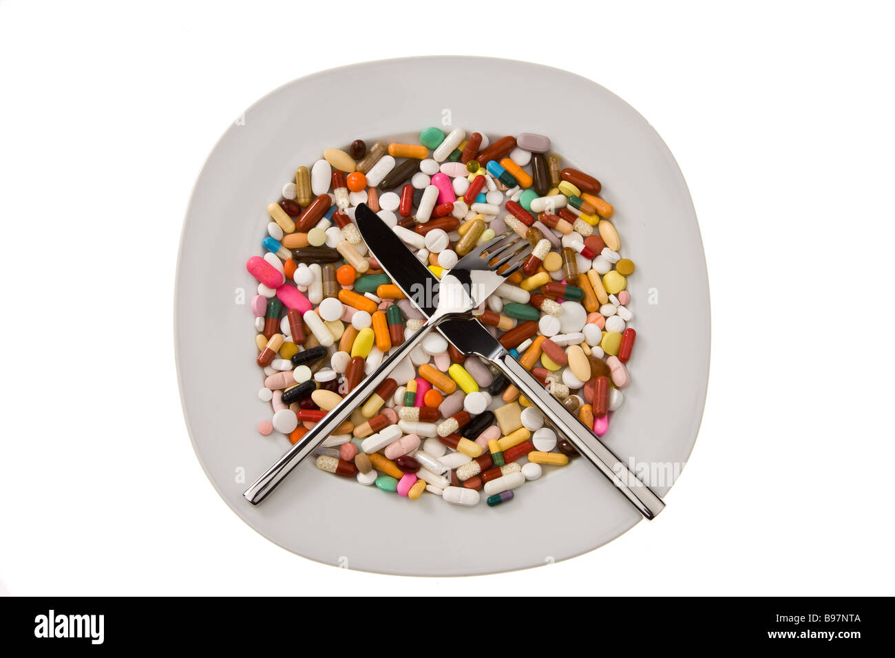 Many tablets on a plate Stock Photo - Alamy